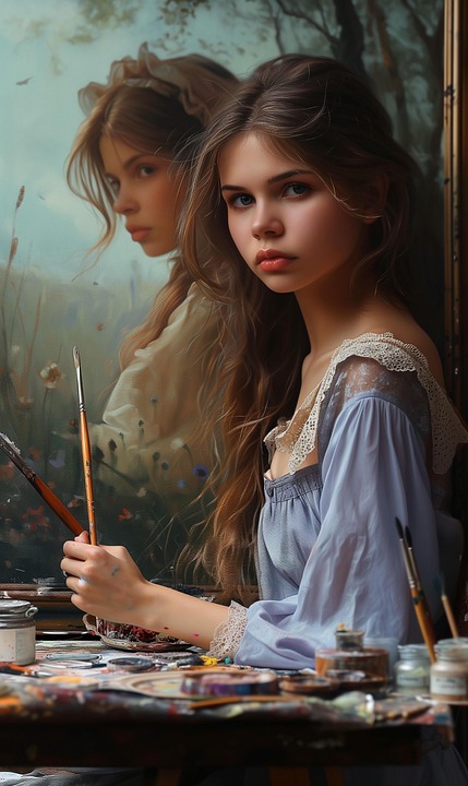 Download Ai Generated, Girl, Painting. Royalty-Free Stock Illustration ...