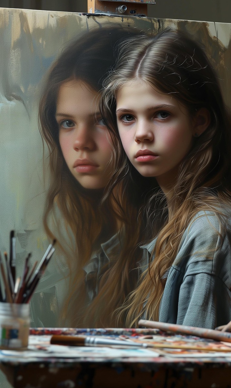 Download Ai Generated Girl Painting Royalty-Free Stock Illustration ...