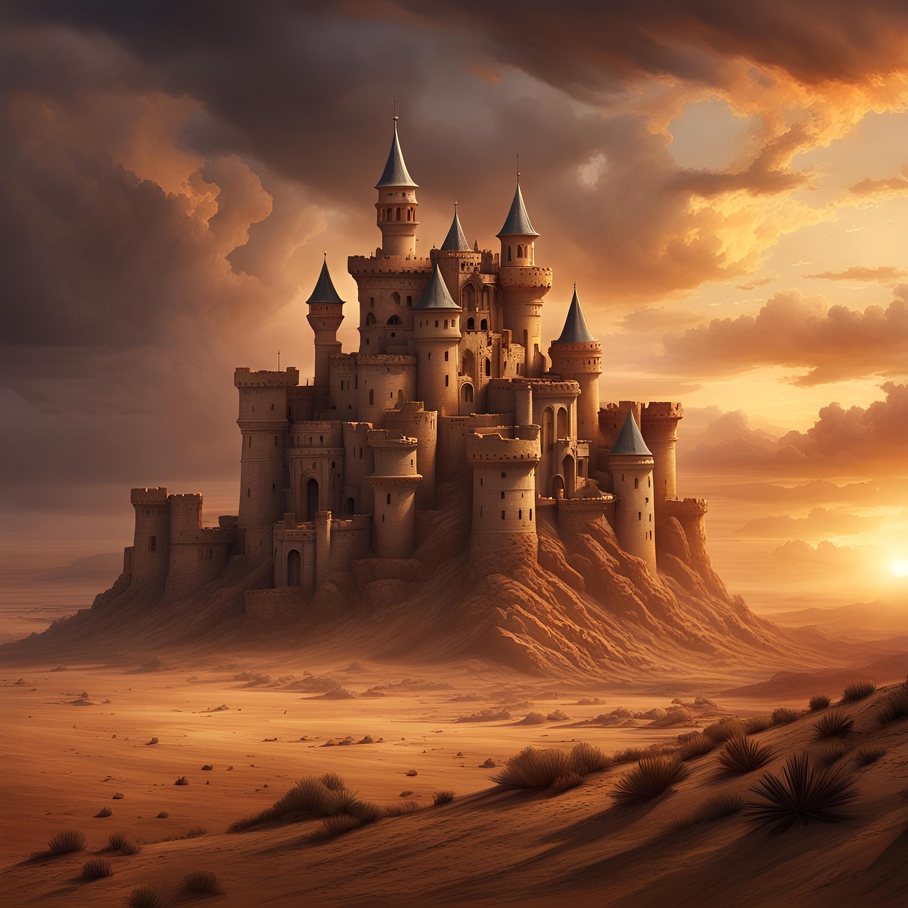 Download Ai Generated, Sand Castle, Desert. Royalty-Free Stock ...