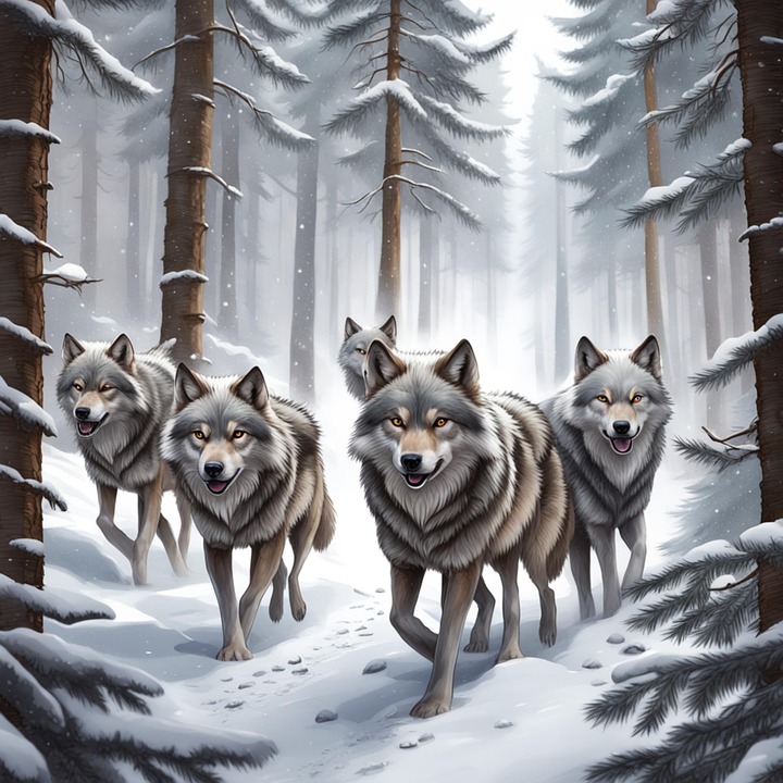 Download Wolf Pack, Wolves, Snow. Royalty-Free Stock Illustration Image ...