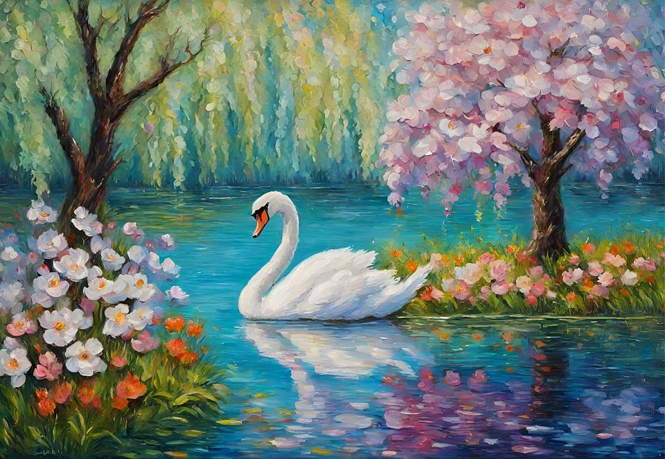Download Ai Generated, Swan, Flowers. Royalty-Free Stock Illustration ...