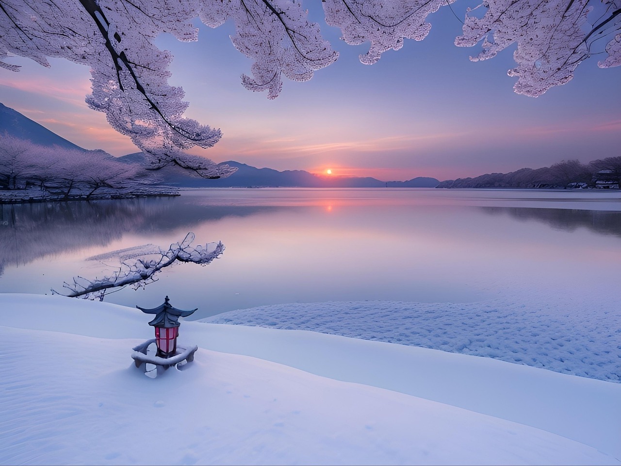 Download Ai Generated Winter Lake Royalty Free Stock Illustration