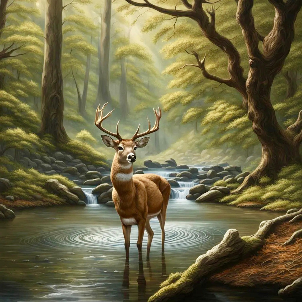 Download Ai Generated, Deer, Stream. Royalty-Free Stock Illustration ...