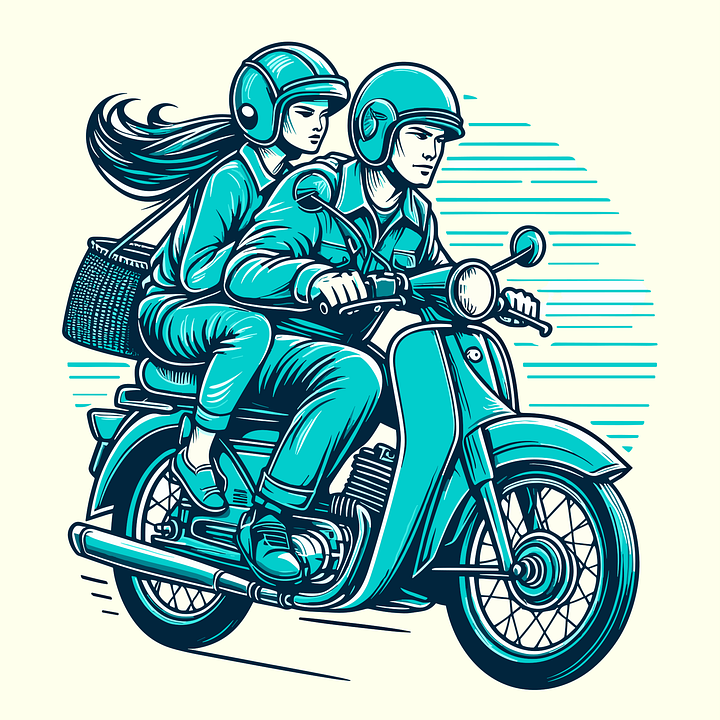 Download Couple, Motorcycle, Motorbike. Royalty-Free Vector Graphic ...