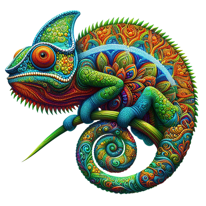 Download Ai Generated Chameleon Colorful Royalty Free Stock