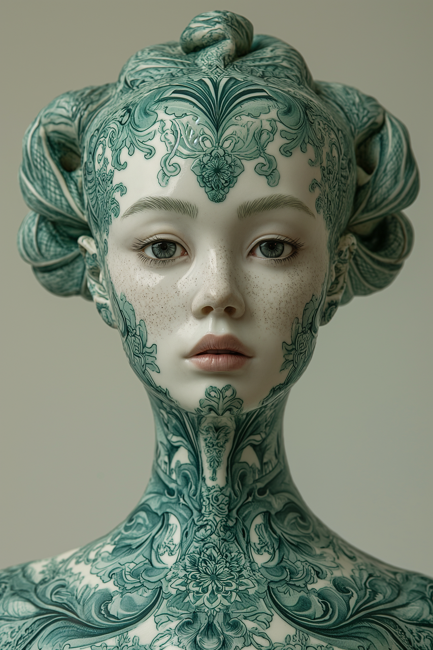 Download Ai Generated Woman Porcelain Royalty Free Stock