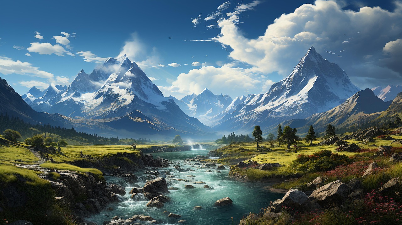 Download Ai Generated, Mountains, River. Royalty-Free Stock ...