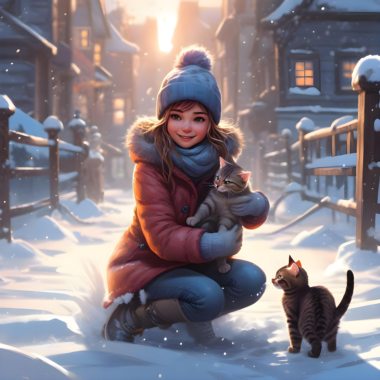 Download Girl Cats Winter Royalty-Free Stock Illustration Image - Pixabay