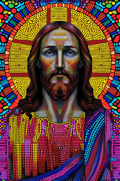 Download Spiritual Iconography Modern Religious Art Vibrant Wall Decor ...