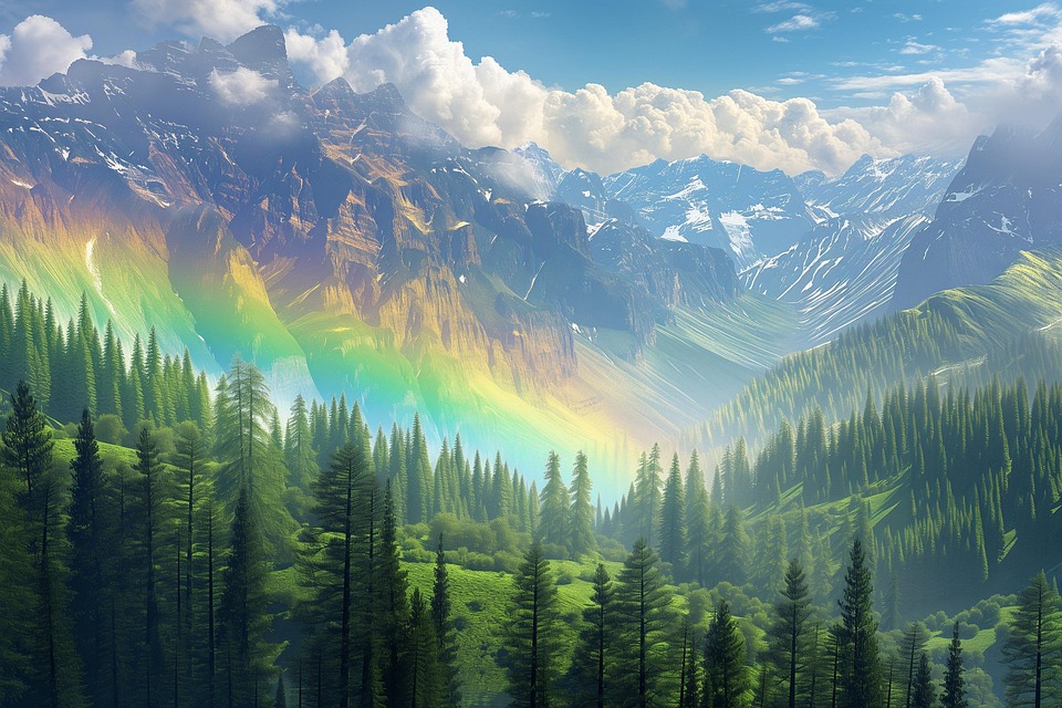 Download Ai Generated, Rainbow, Forest. Royalty-Free Stock Illustration ...
