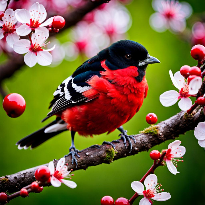 Download Japanese Cherry, Colorful Bird, Bird. Royalty-Free Stock ...