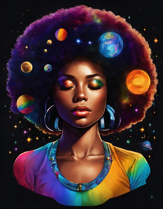 Download Woman, Stars, Planets. Royalty-Free Stock Illustration Image ...