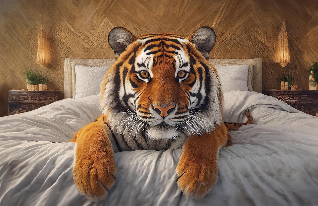 Download Ai Generated, Tiger, Bed. Royalty-Free Stock Illustration ...
