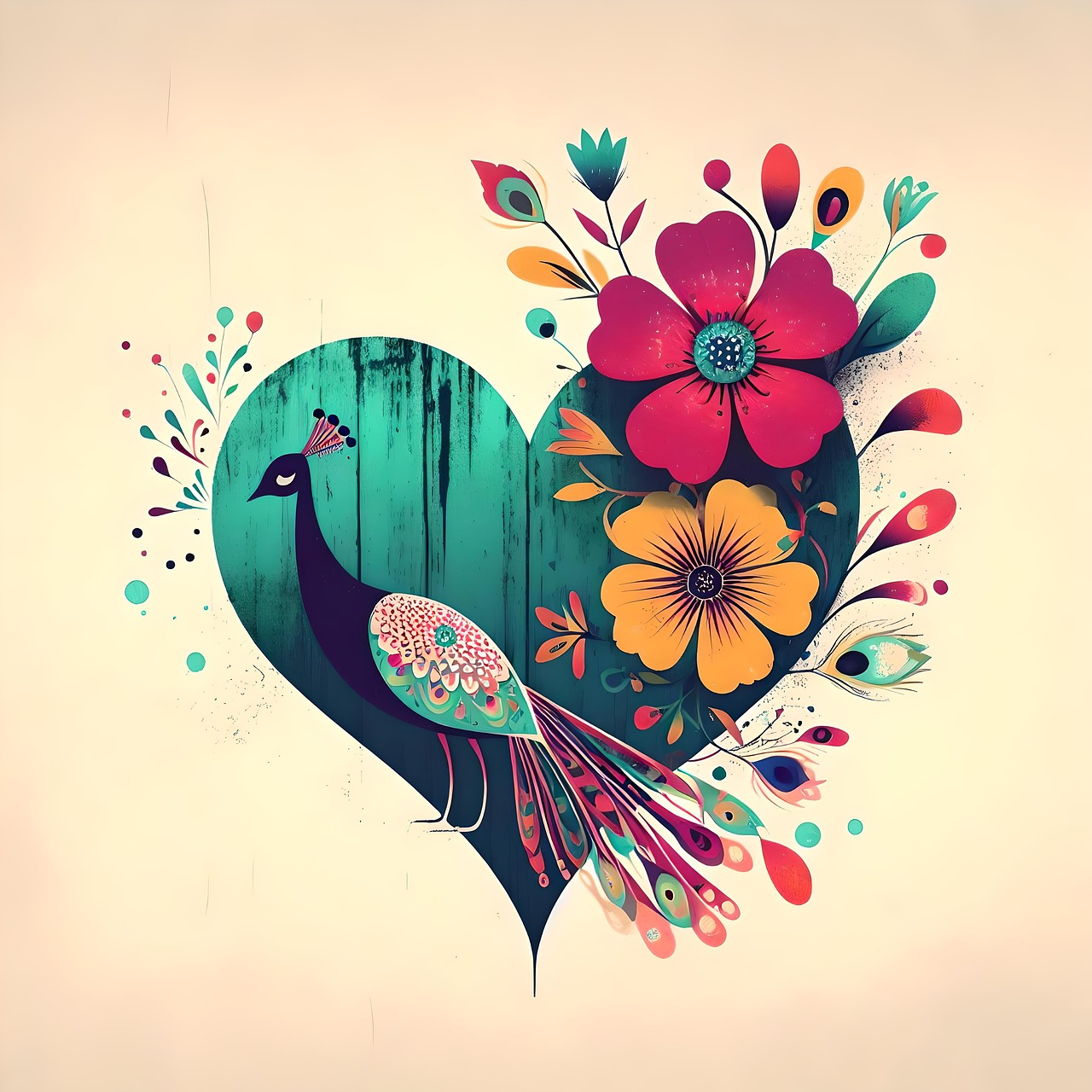 Download Ai Generated, Peacock, Heart. Royalty-Free Stock Illustration ...