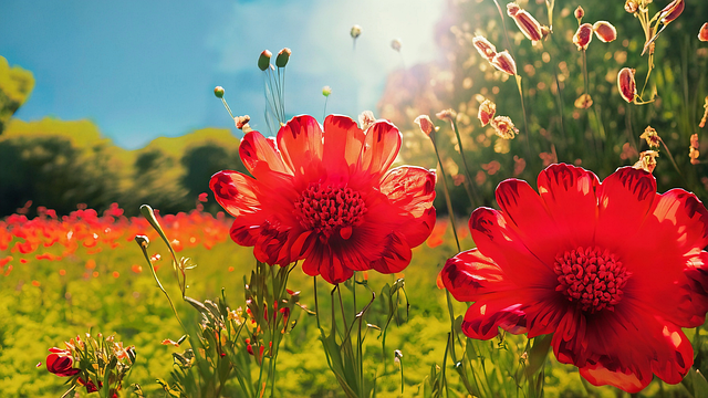 Grandes Fleurs Rouges Lumière Du - Image gratuite sur Pixabay - Pixabay