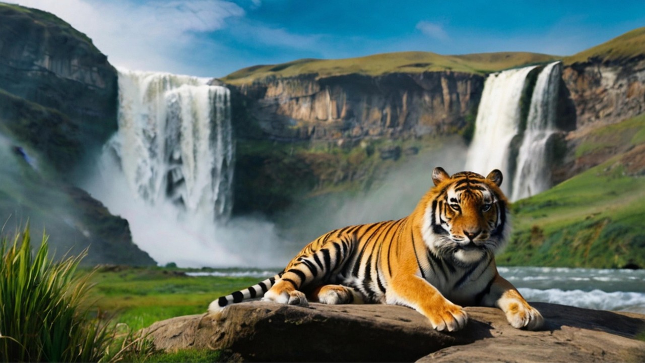 Download Ai Generated, Tiger, Waterfall. Royalty-Free Stock ...