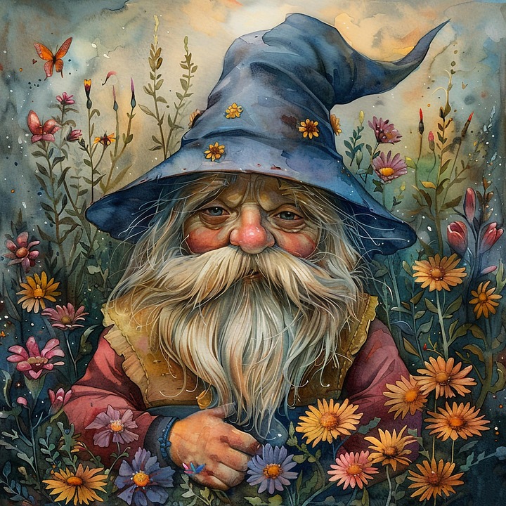 Download Garden Gnome Illustration, Spring Fantasy Art, Whimsical Gnome ...