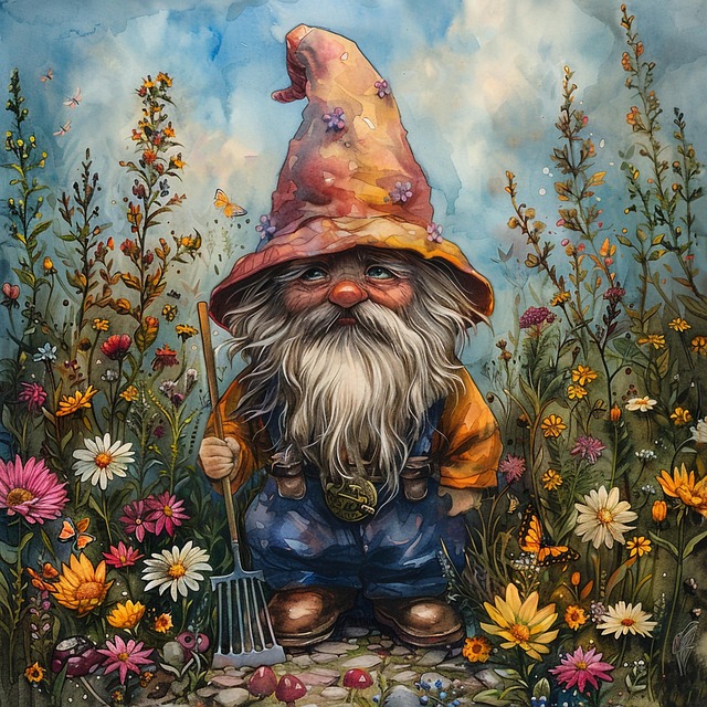 Download Garden Gnome Illustration, Spring Fantasy Art, Whimsical Gnome ...