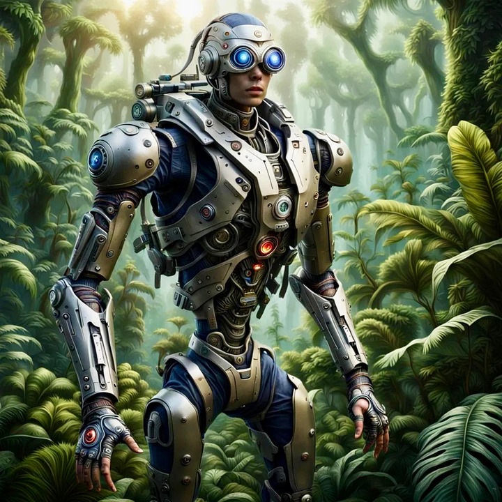 Download Ai Generated, Cyborg, Jungle. Royalty-Free Stock Illustration ...