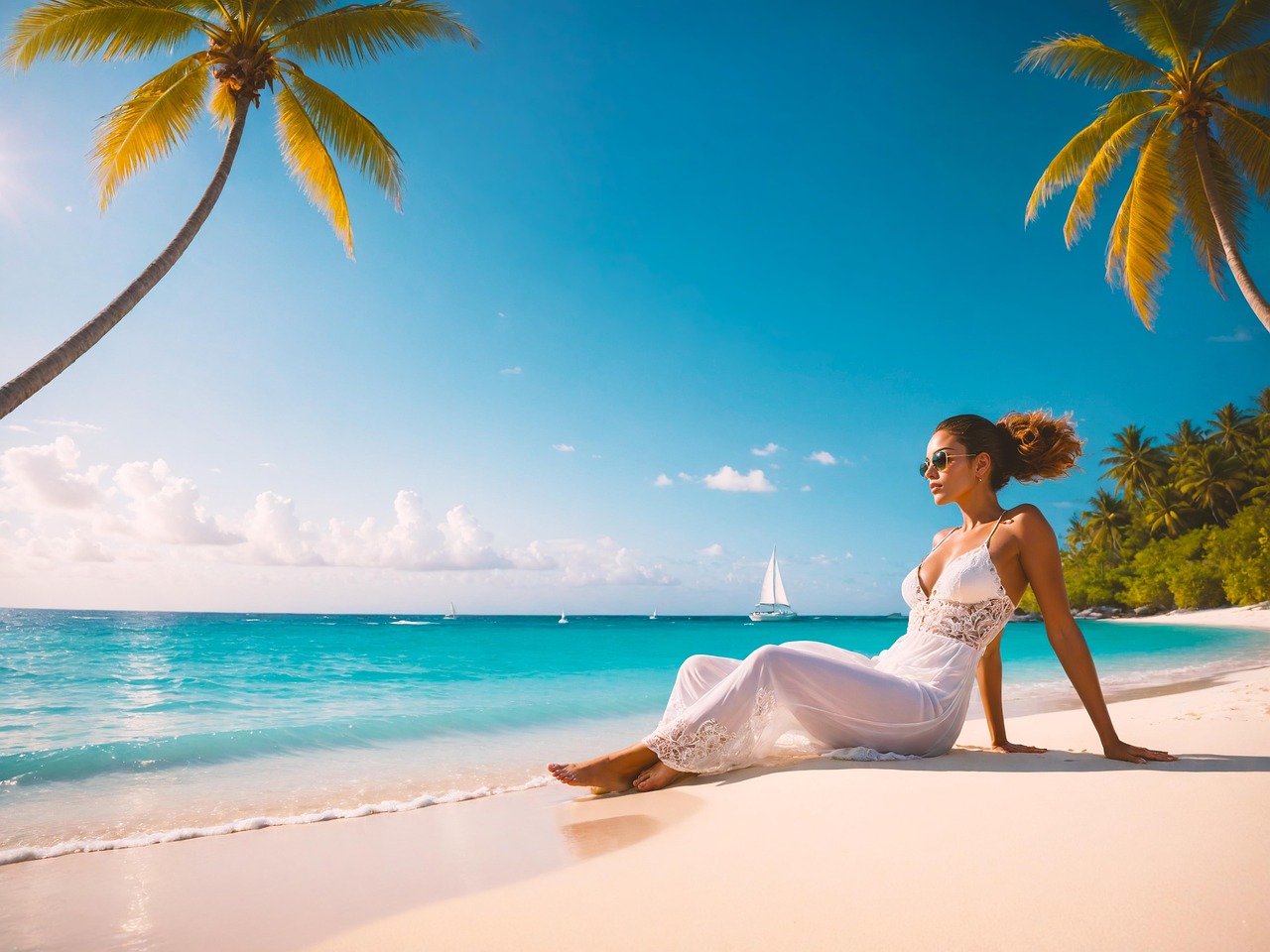 Download Ai Generated, Woman, Beach. Royalty-Free Stock Illustration ...