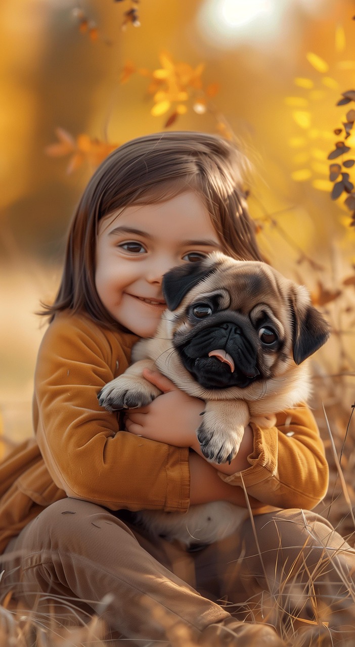 Download Ai Generated, Little Girl, Pug. Royalty-Free Stock ...