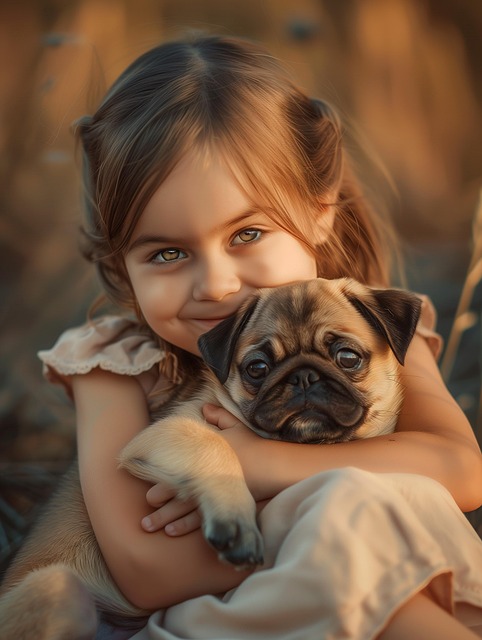 Download Ai Generated, Little Girl, Pug. Royalty-Free Stock ...