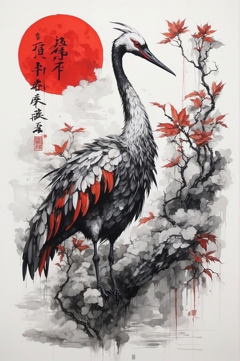 Download Oriental Crane Artwork, Chinese Crane Painting, Oriental Crane ...