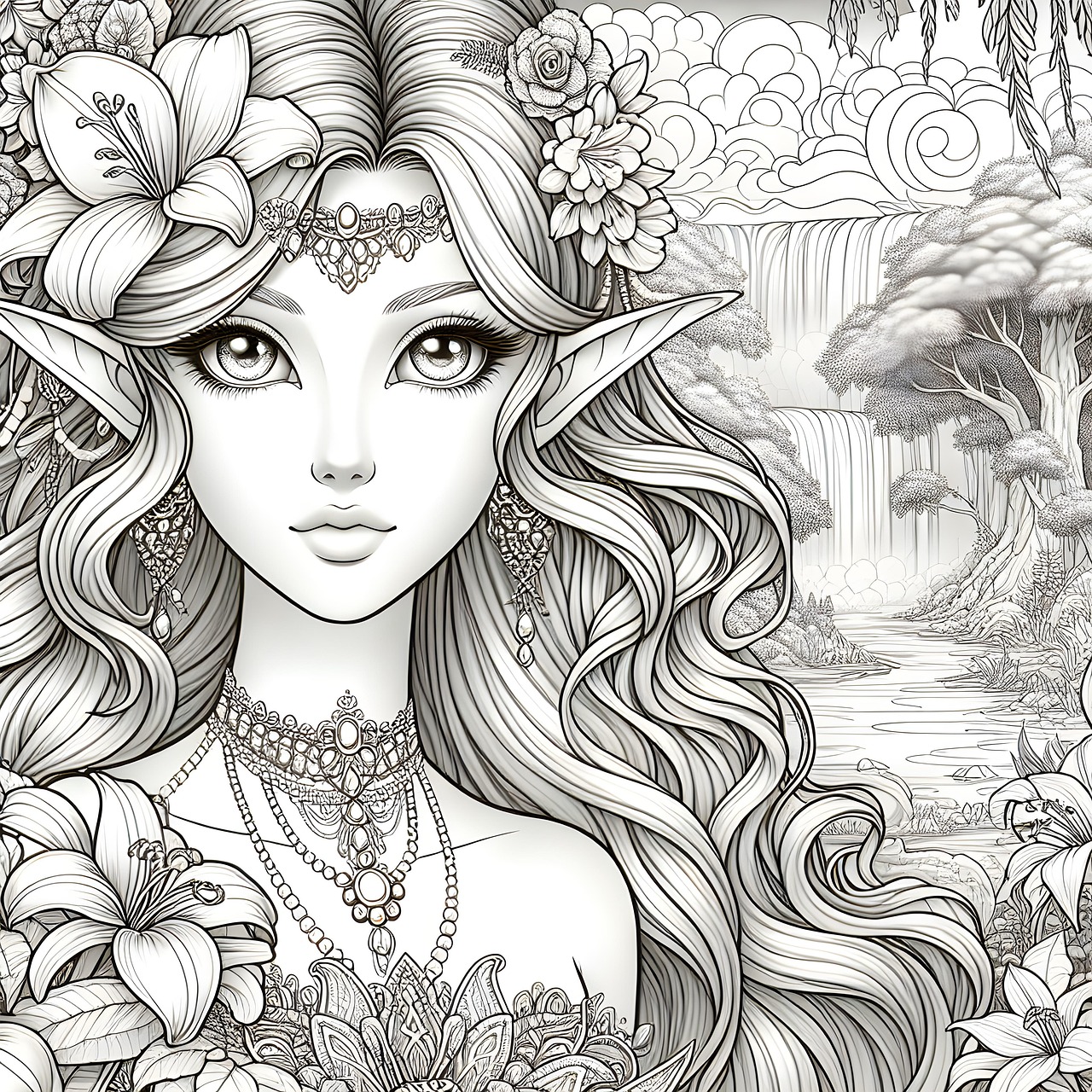 Download Grayscale Coloring Page Coloring Page Elf Royalty Free Download Grayscale Coloring Page Coloring Page Elf Royalty Free