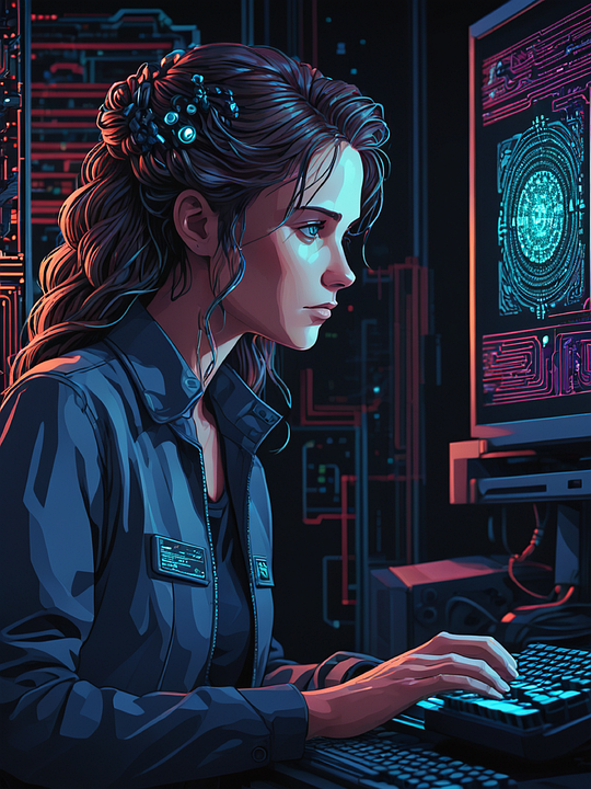 Download Ai Generated, Woman, Computer. Royalty-Free Stock Illustration ...