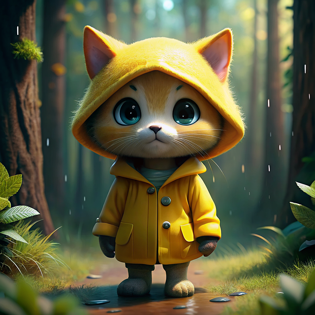 Download Cute Cat, Cat In Rain, Cat Wearing Rain Coat. Royalty-Free ...
