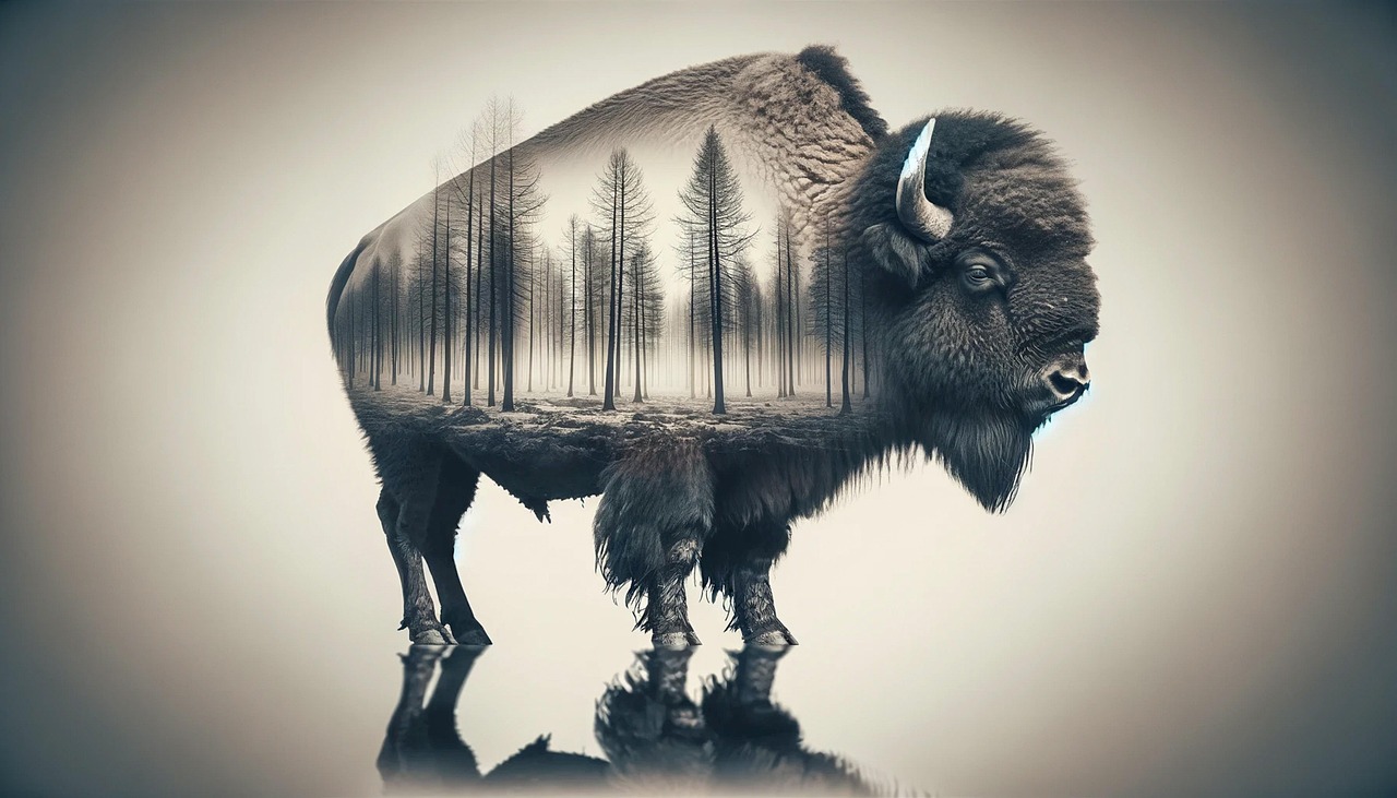 Download Ai Generated, Bison, Forest. Royalty-Free Stock Illustration ...