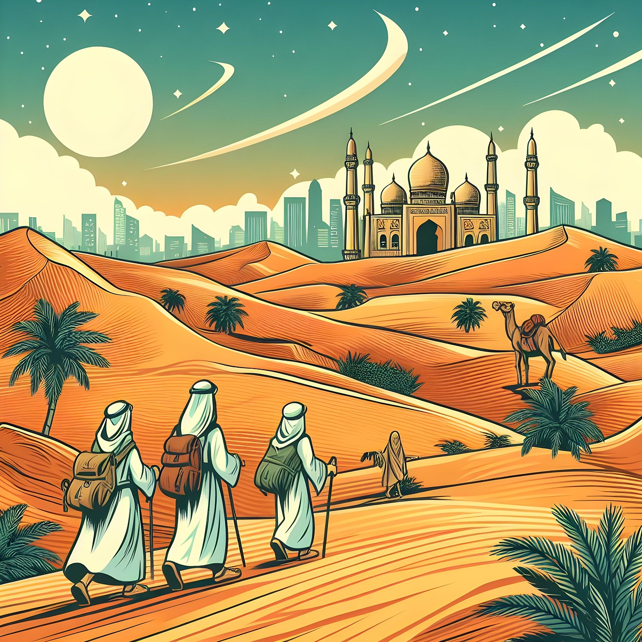 Download Ai Generated, Muslim, Desert. Royalty-Free Stock Illustration ...
