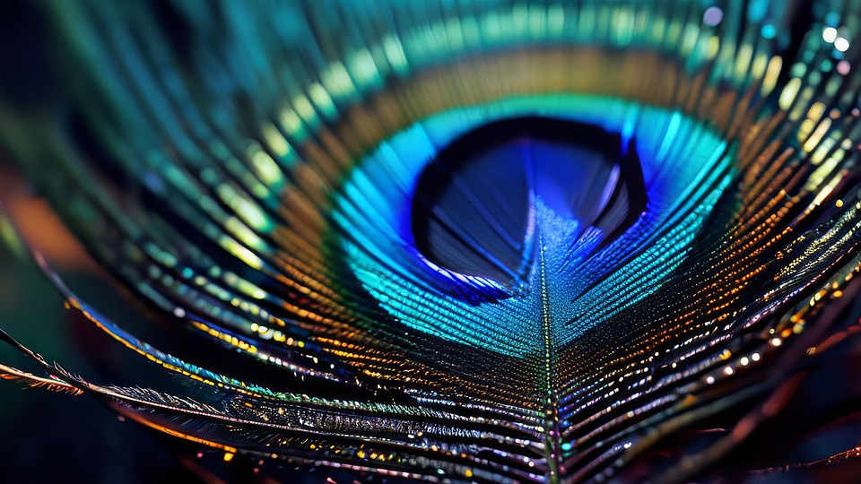Download Peacock Feather, Macro, Close-Up. Royalty-Free Stock ...
