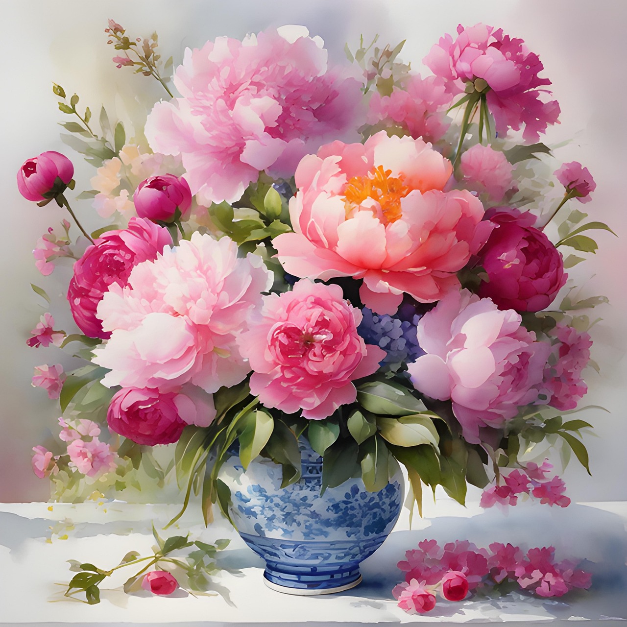 Download Ai Generated, Peony, Vase. Royalty-Free Stock Illustration ...