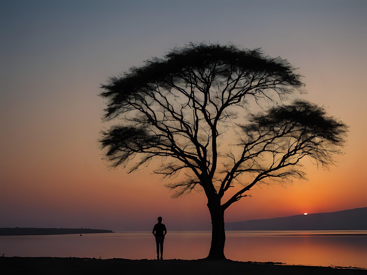Zonsondergang Boom Silhouet