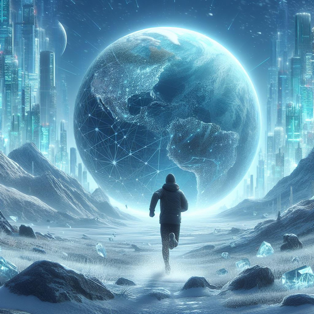 Download Man Run, Run, Ice Earth. Royalty-Free Stock Illustration Image ...