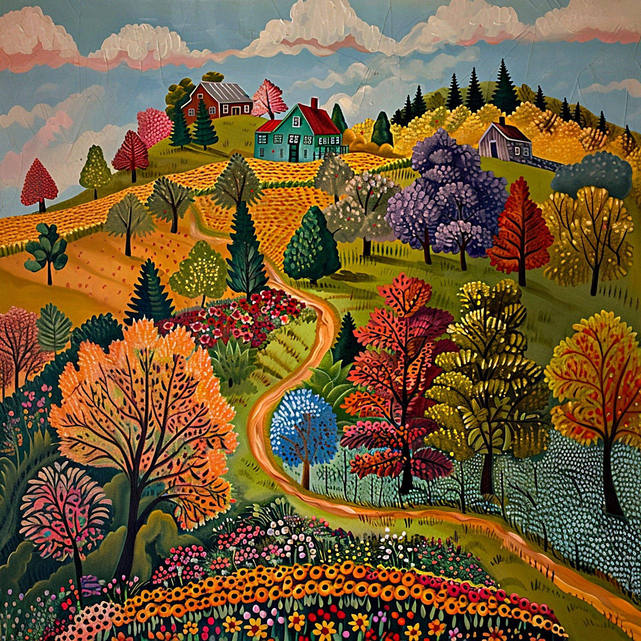 Download Rural Landscape Painting, Stylized Art, Landscape Art. Royalty ...