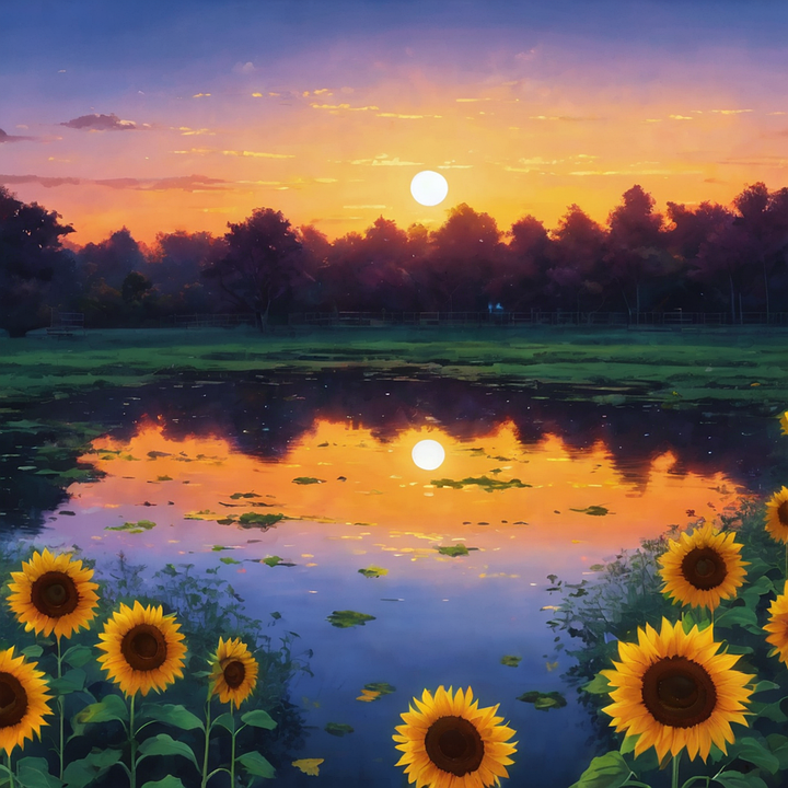 Download Ai Generated, Sunflowers, Lake. Royalty-Free Stock ...