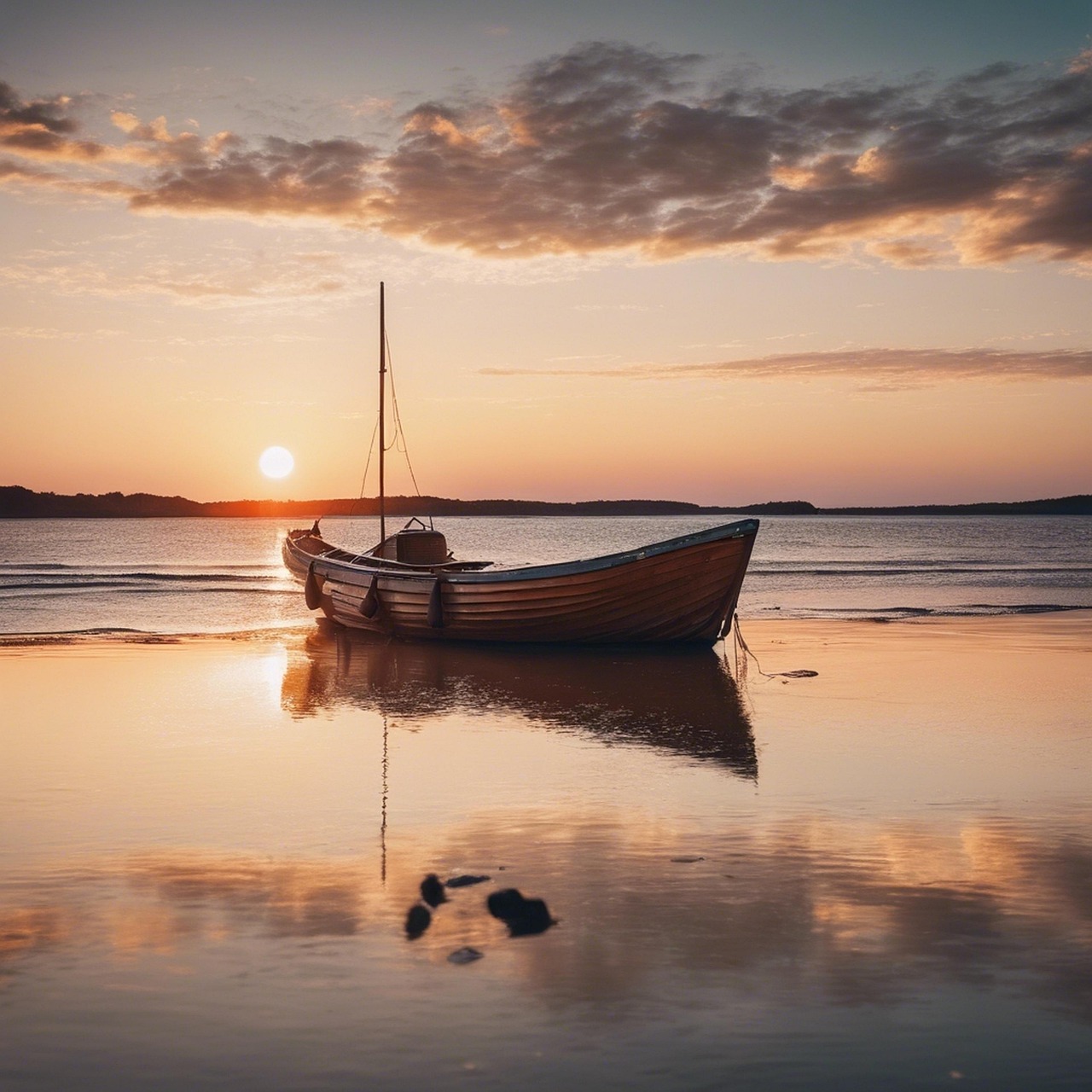 Download Ai Generated, Boat, Sunset. Royalty-Free Stock Illustration ...