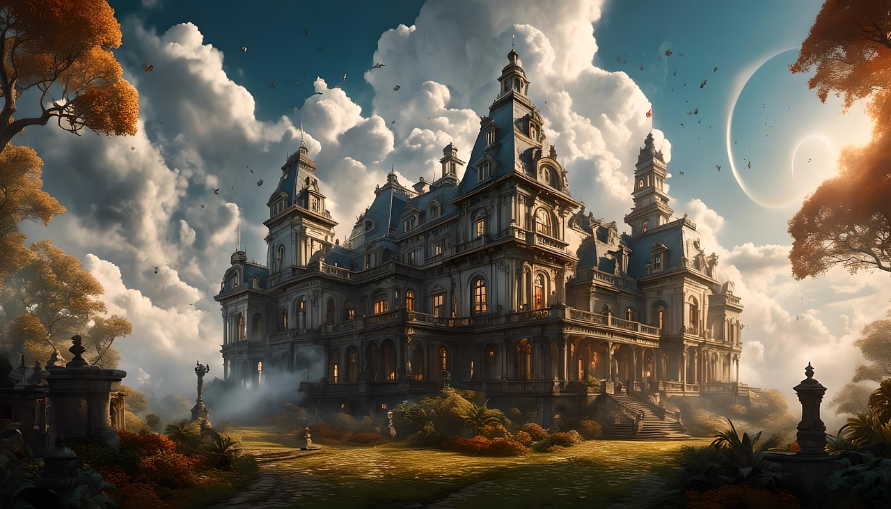 Download Mansion, Clouds, Fantasy. Royalty-Free Stock Illustration ...