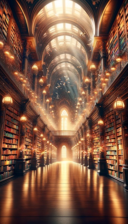 Download Ai Generated, Library, Hallway. Royalty-Free Stock ...