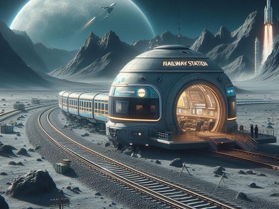 Download Ai Generated, Moon, Train. Royalty-Free Stock Illustration ...