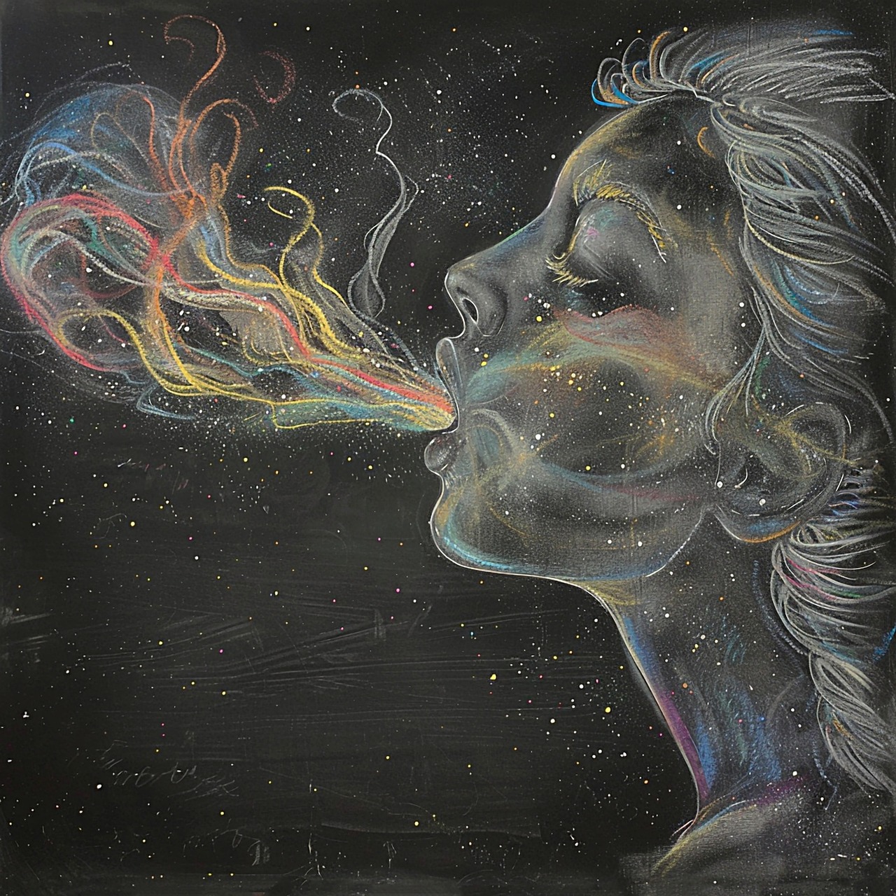 Download Chalk Art Portrait, Blackboard Creativity, Colorful Breath ...