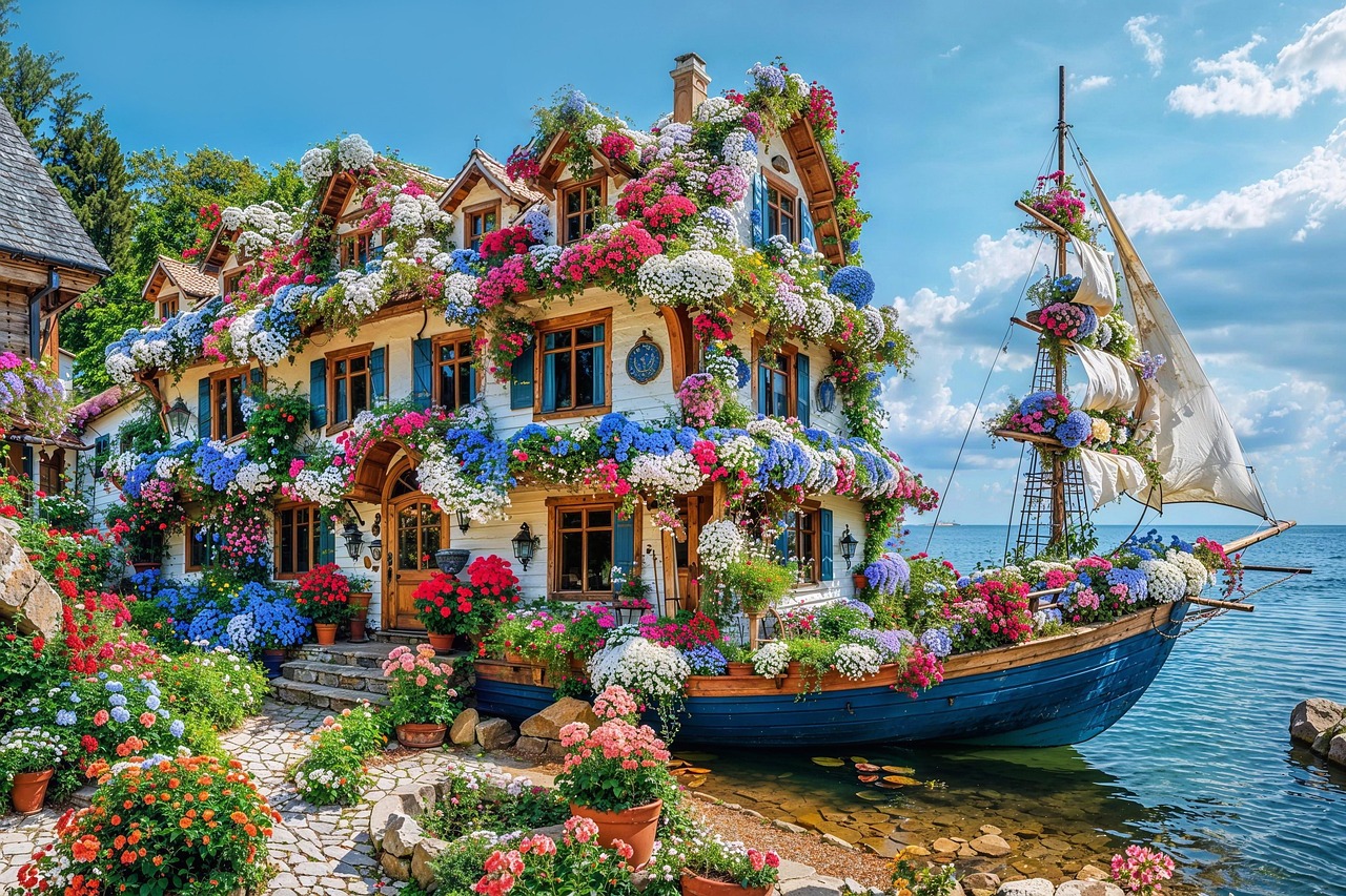 Download House, Flowers, Ship. Royalty-Free Stock Illustration Image ...