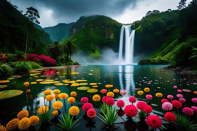 Download Lake, Rose, Waterfall. Royalty-Free Stock Illustration Image ...