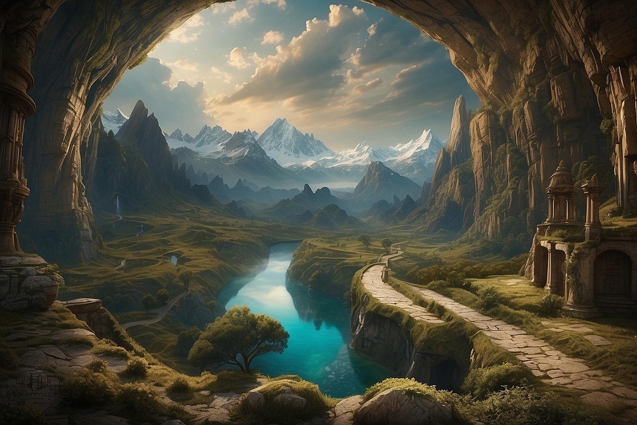 Download Ai Generated, Fantasy, River. Royalty-Free Stock Illustration ...