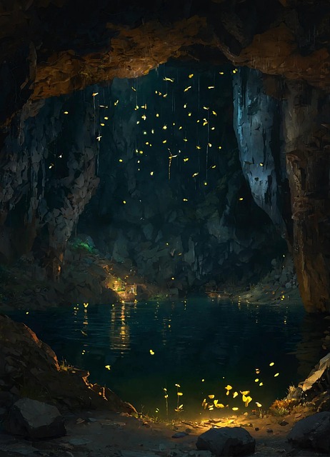 Download Underground Lake, Firefly, Cave. Royalty-Free Stock ...