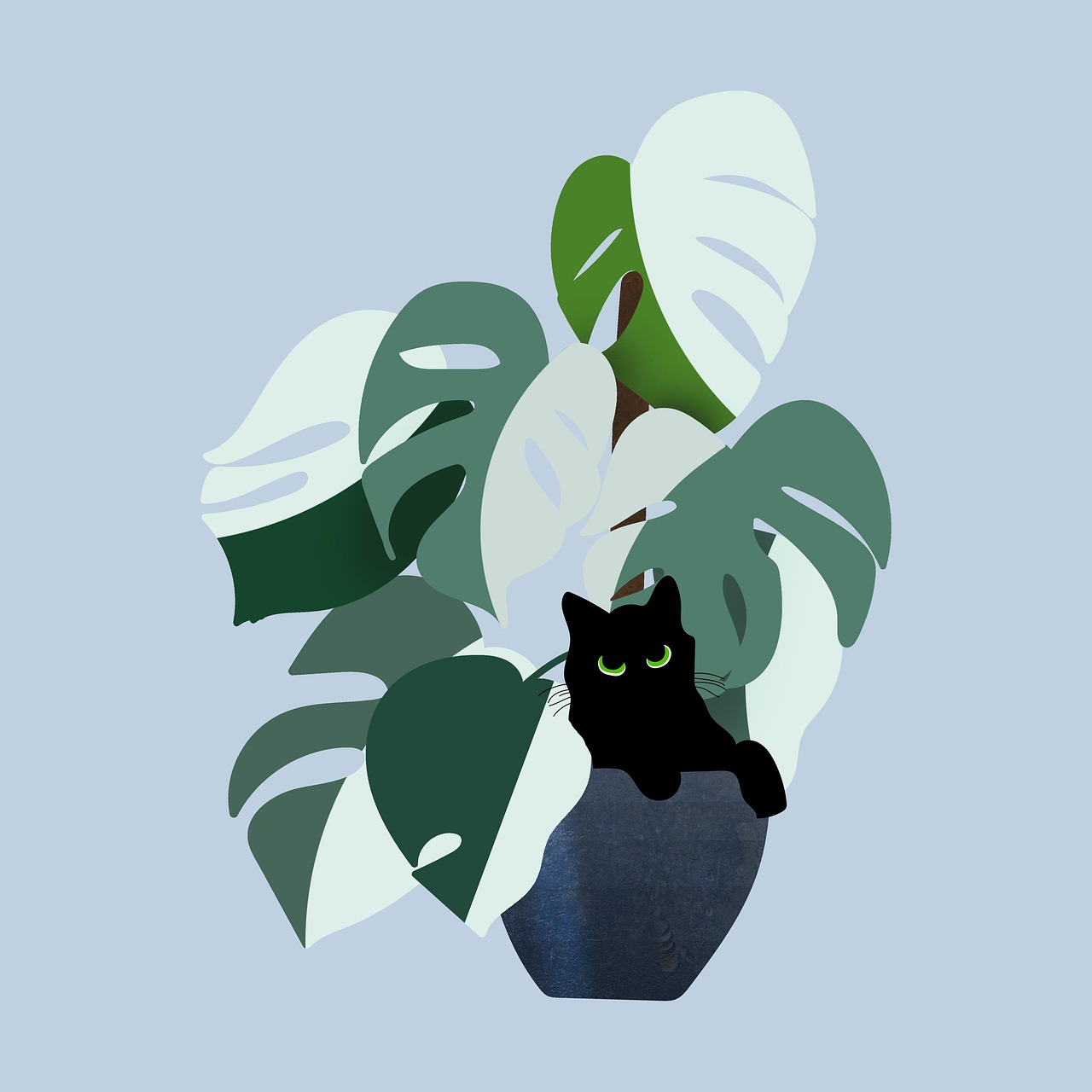 Download Monstera, Plant, Cat. Royalty-Free Stock Illustration Image ...