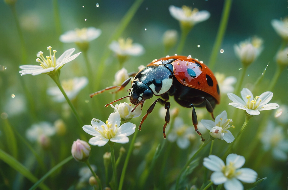 Download Ai Generated, Ladybug, Flowers. Royalty-Free Stock ...