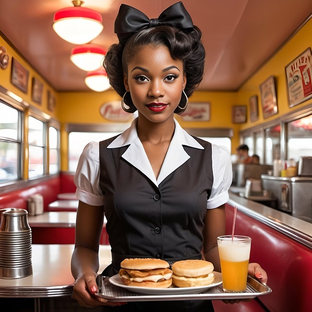 Download Ai Generated, Waitress, Diner. Royalty-Free Stock Illustration ...